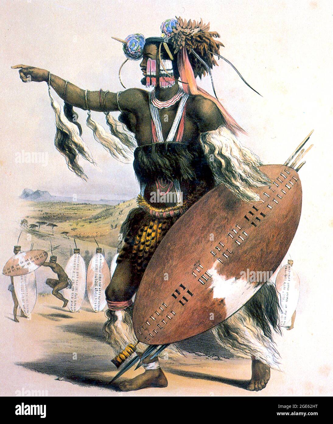 Zulu Warrior Lot Mizraim Maseko (SA, Born 1927) Oil, "Zulu Warrior",