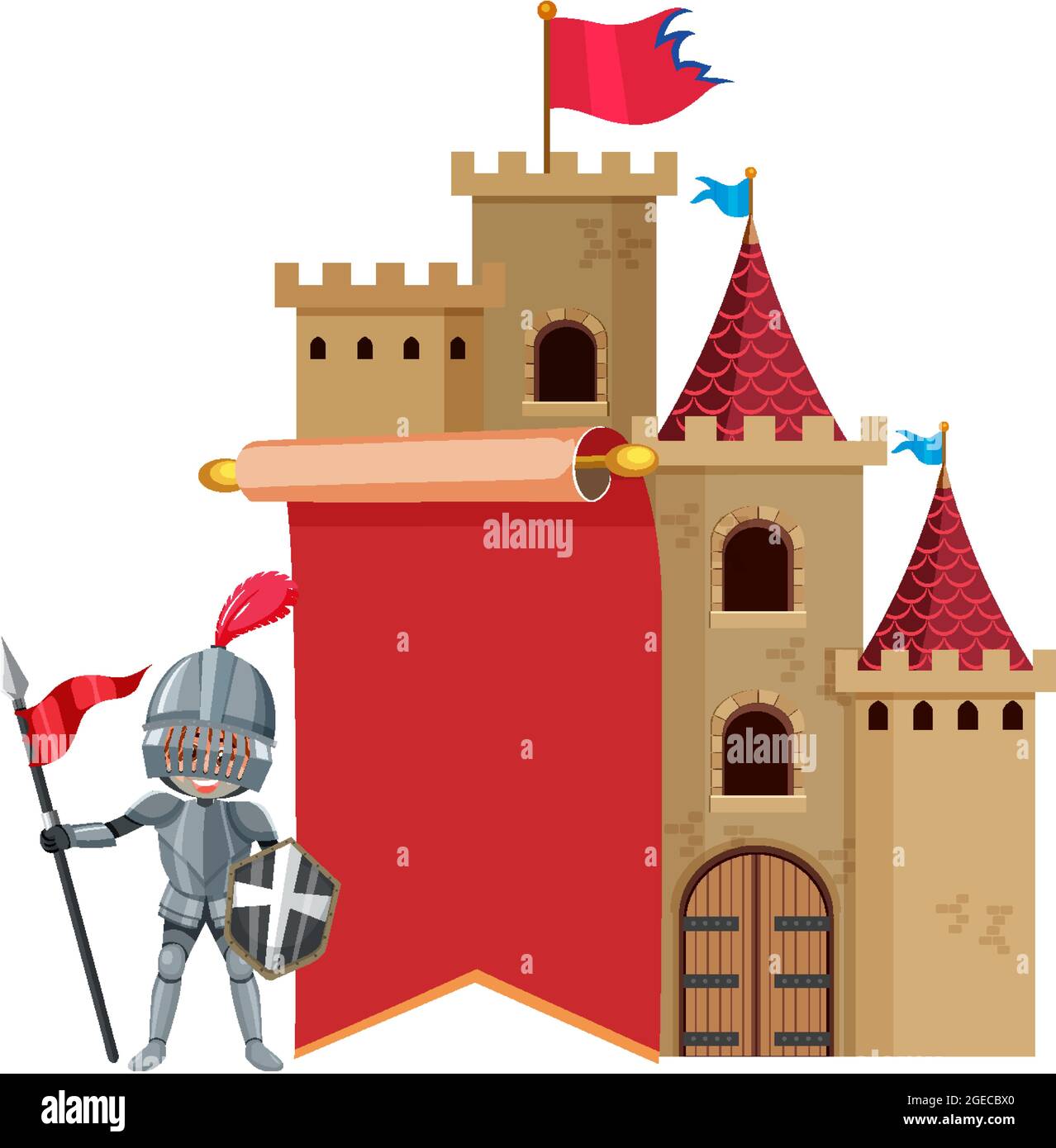 Ritter vor der Burg Illustration Stock-Vektorgrafik - Alamy