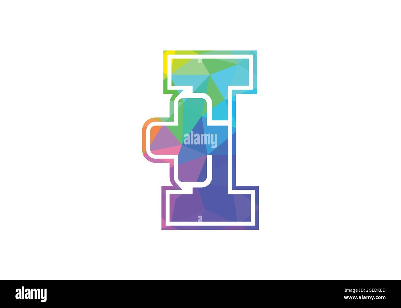 Initial I Monogramm Alphabet mit einem Plus-Logo-Zeichen. Low-Poly-Art ...