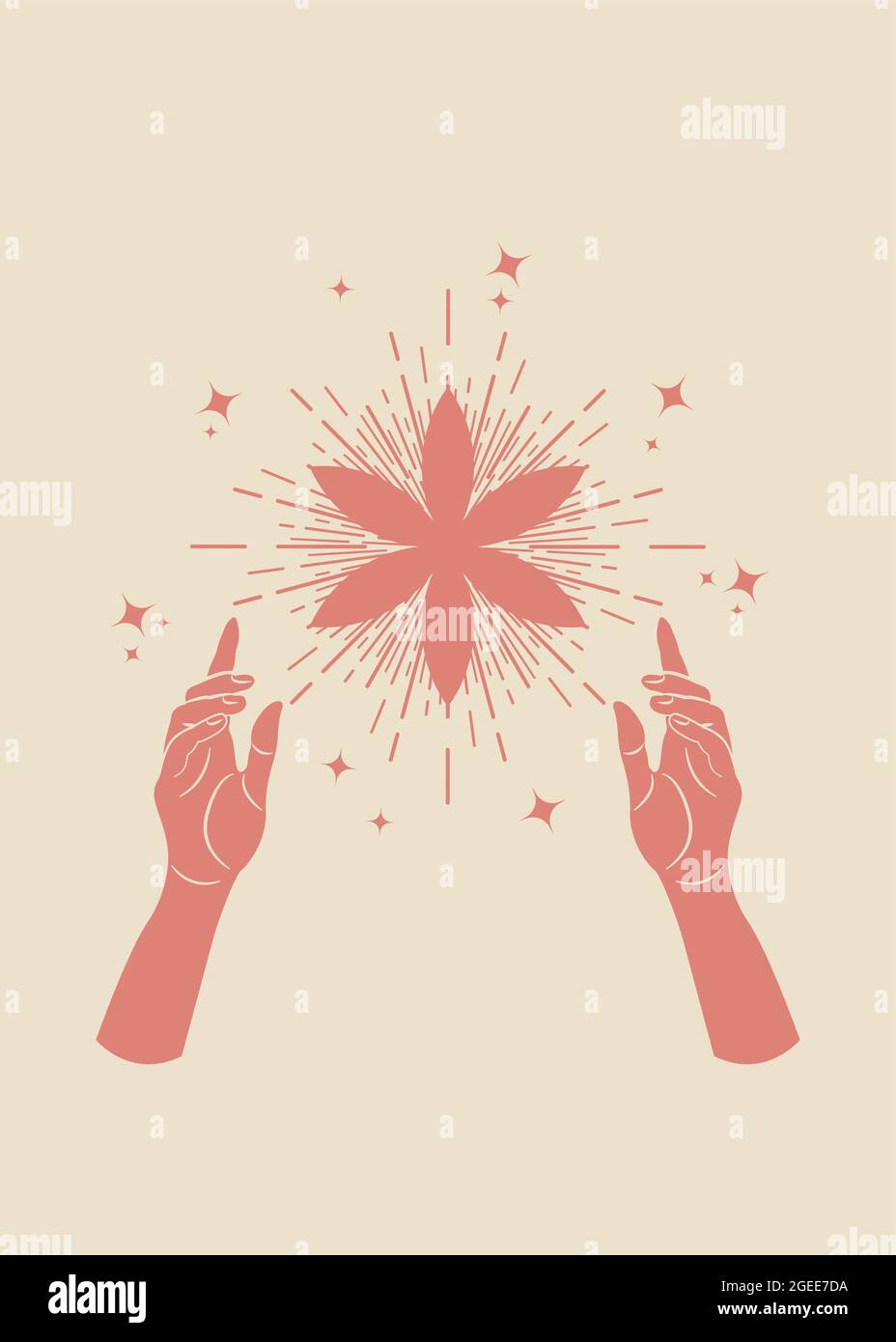 Samen des Lebens Symbol mit Händen, Heilige Geometrie. Boho Stil Logo ...