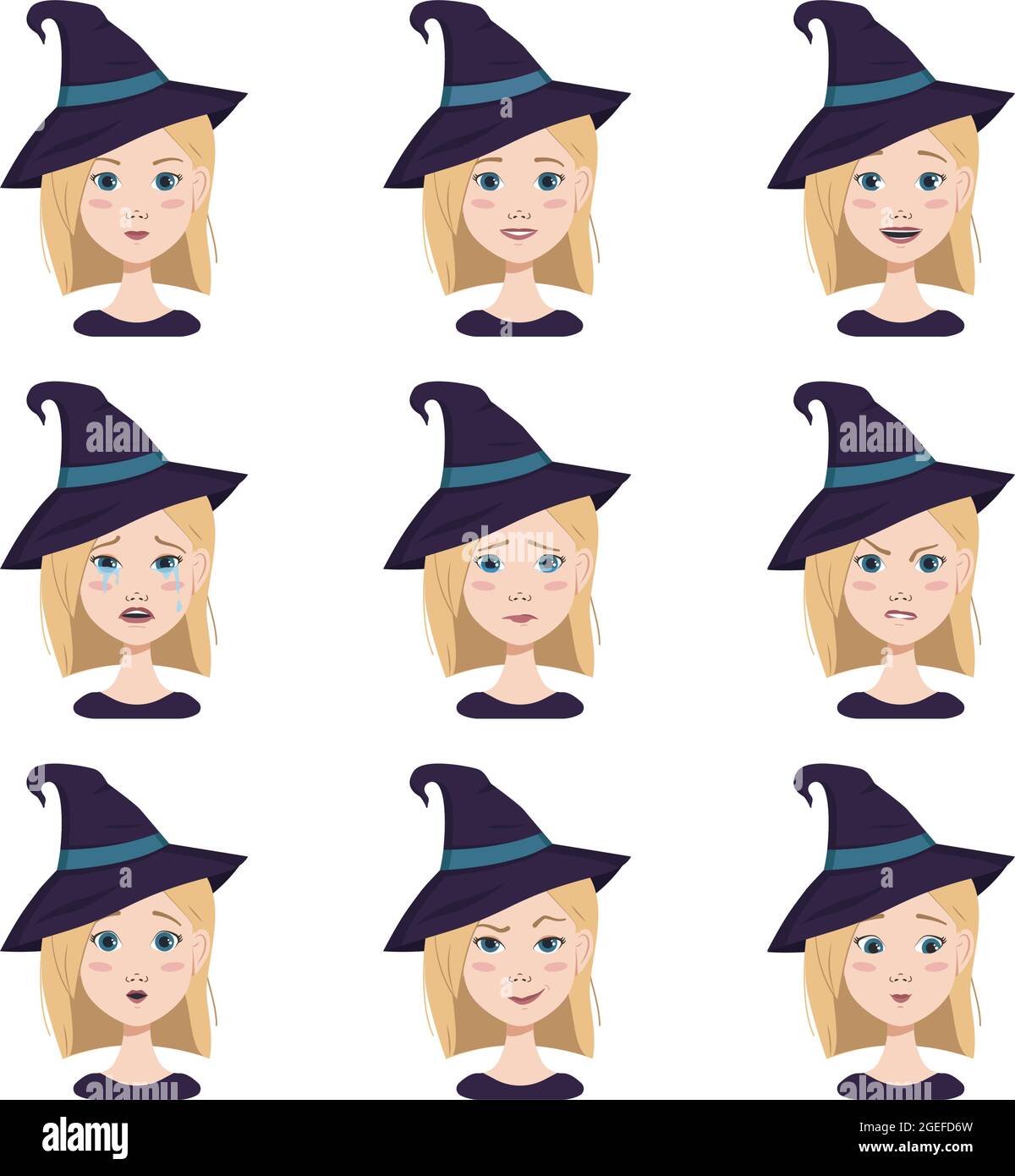 Blonde female character face Stock-Vektorgrafiken kaufen - Alamy