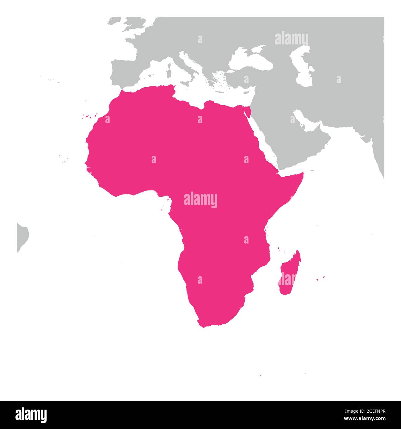 Afrika Kontinent rosa in grauer Silhouette der Weltkarte markiert ...