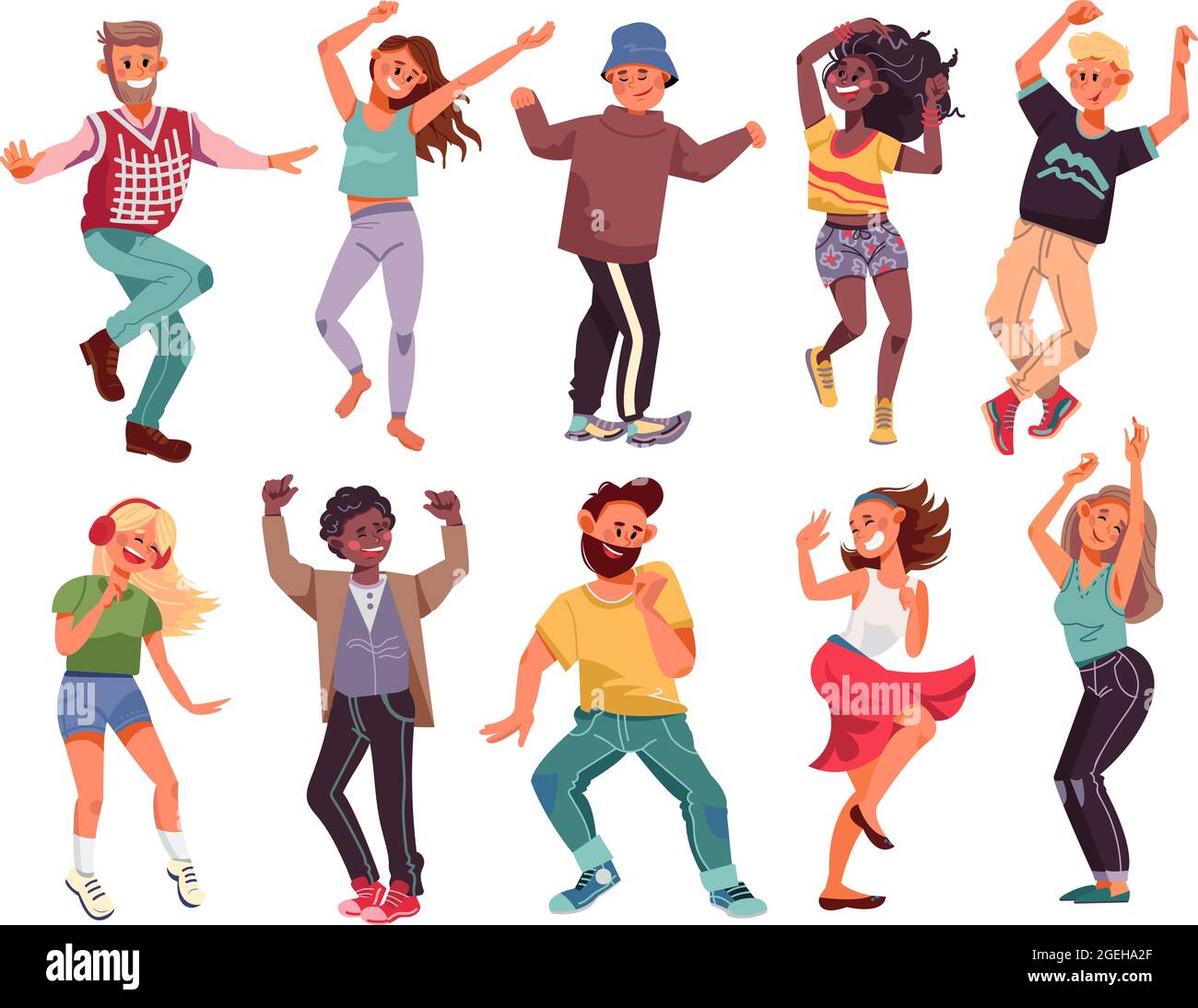 Tanzende Menschen. Happy Cartoon Teens, junge moderne Person tanzen ...
