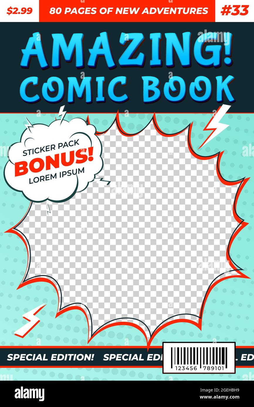Comic-Cover. Comics Vorlage, lustige Bild Magazin Karte. Cartoon ...