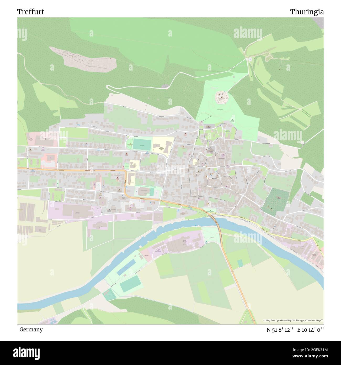 Treffurt, Thüringen, Deutschland, N 51 8' 12'', E 10 14' 0'', Karte ...