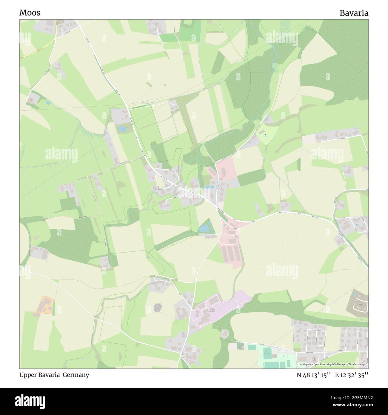 Moos, Oberbayern, Deutschland, Bayern, N 48 13' 15'', E 12 32' 35'', Karte, Timeless Map ...