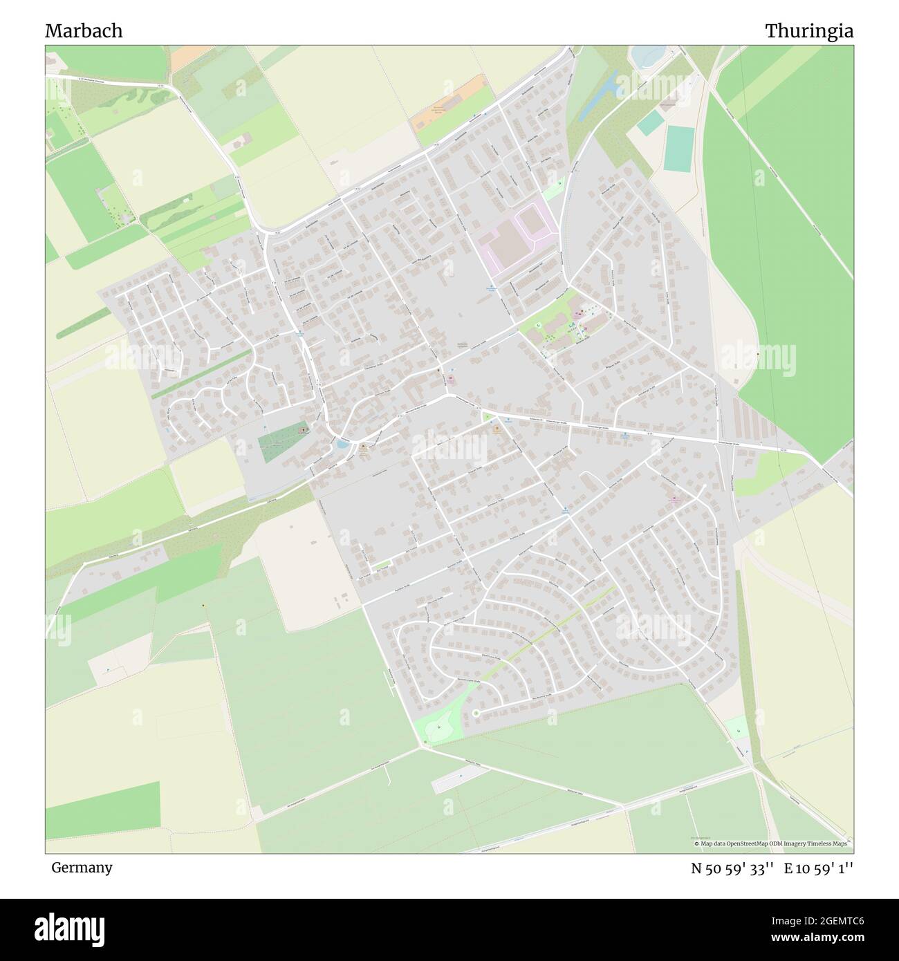 Marbach, Deutschland, Thüringen, N 50 59' 33'', E 10 59' 1'', Karte ...