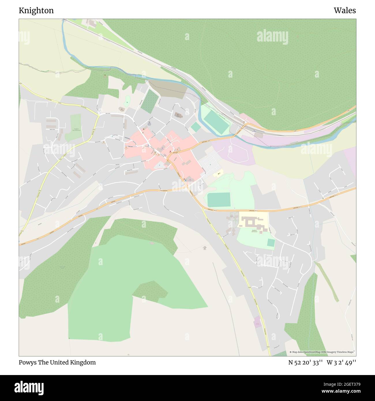 Knighton, Powys, Vereinigtes Königreich, Wales, N 52 20' 33'', W 3 2 ...