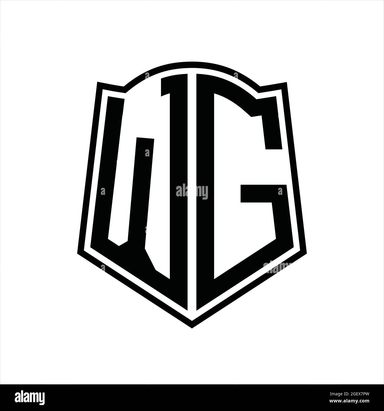 WG Logo Monogramm mit Schild Form Umriss Design-Vorlage isoliert in ...