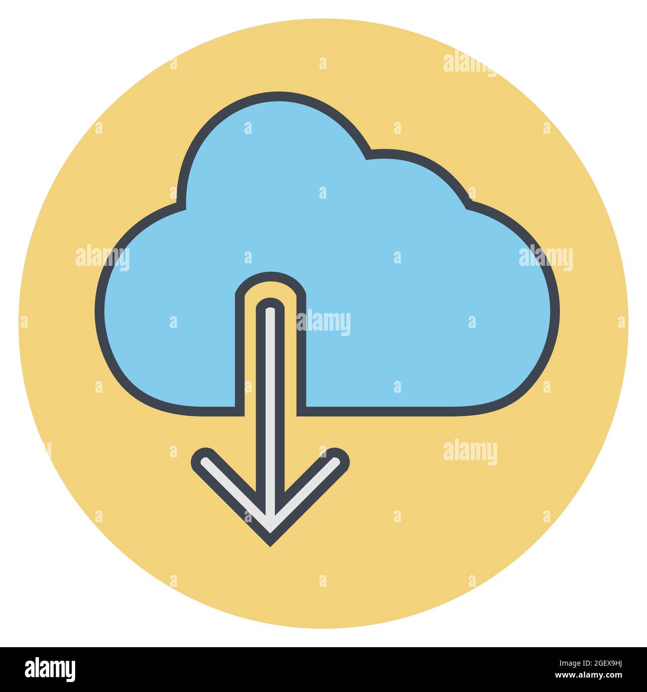 Icon Vektor der Wolke mit Pfeil nach unten - Lineal Color Style ...