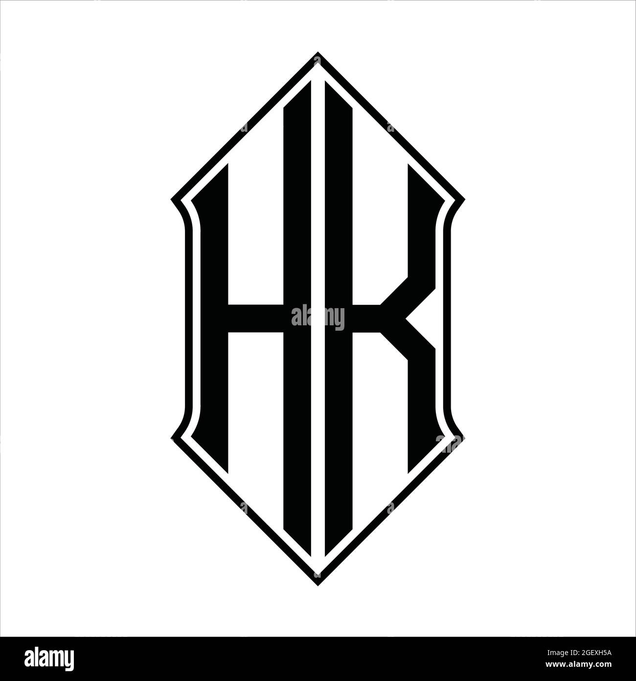 HK-Logo-Monogramm mit shieldshape und schwarzen Umriss Design Vorlage ...