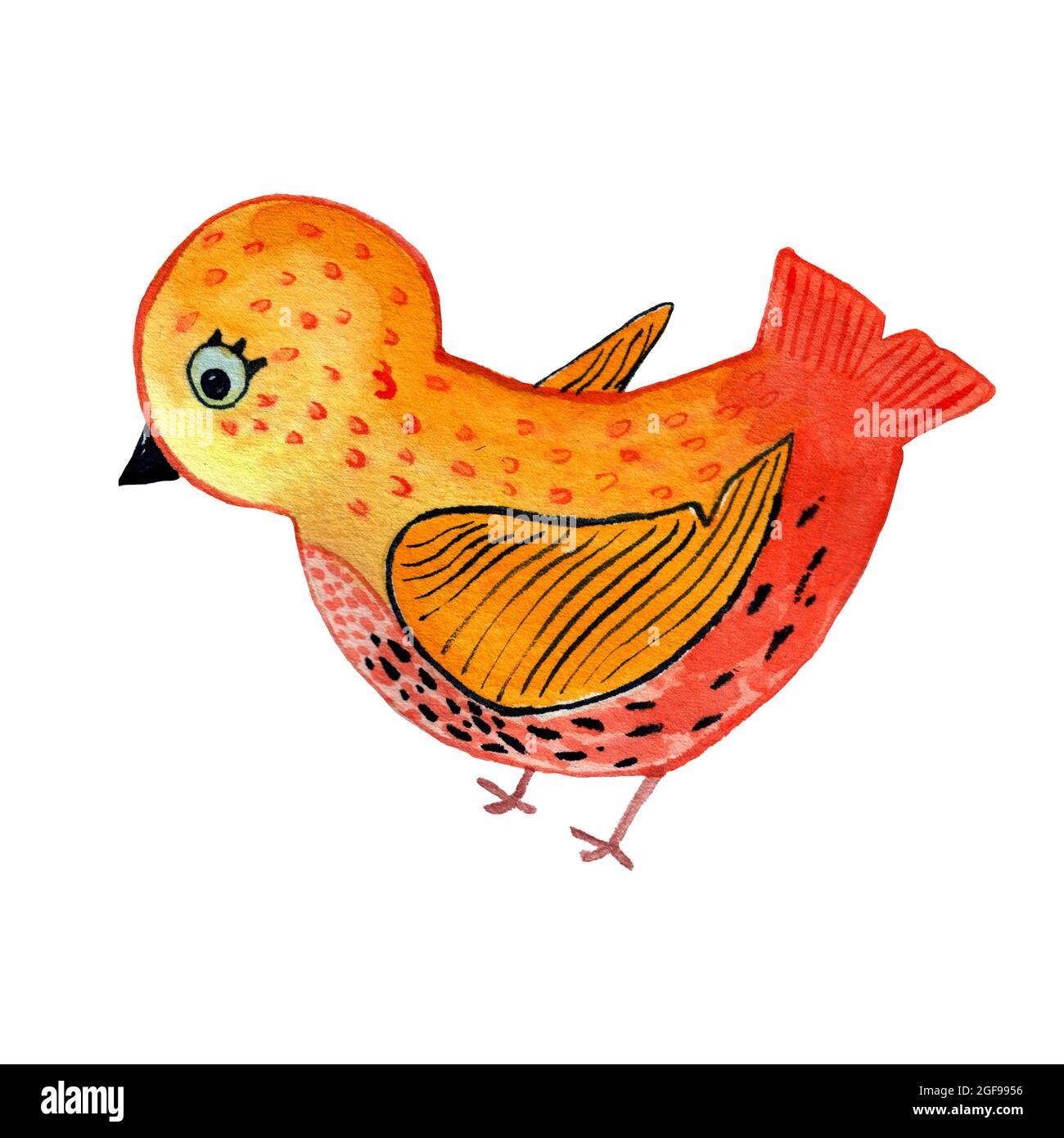 Aquarell handgezeichnete Illustration eines orangefarbenen ...