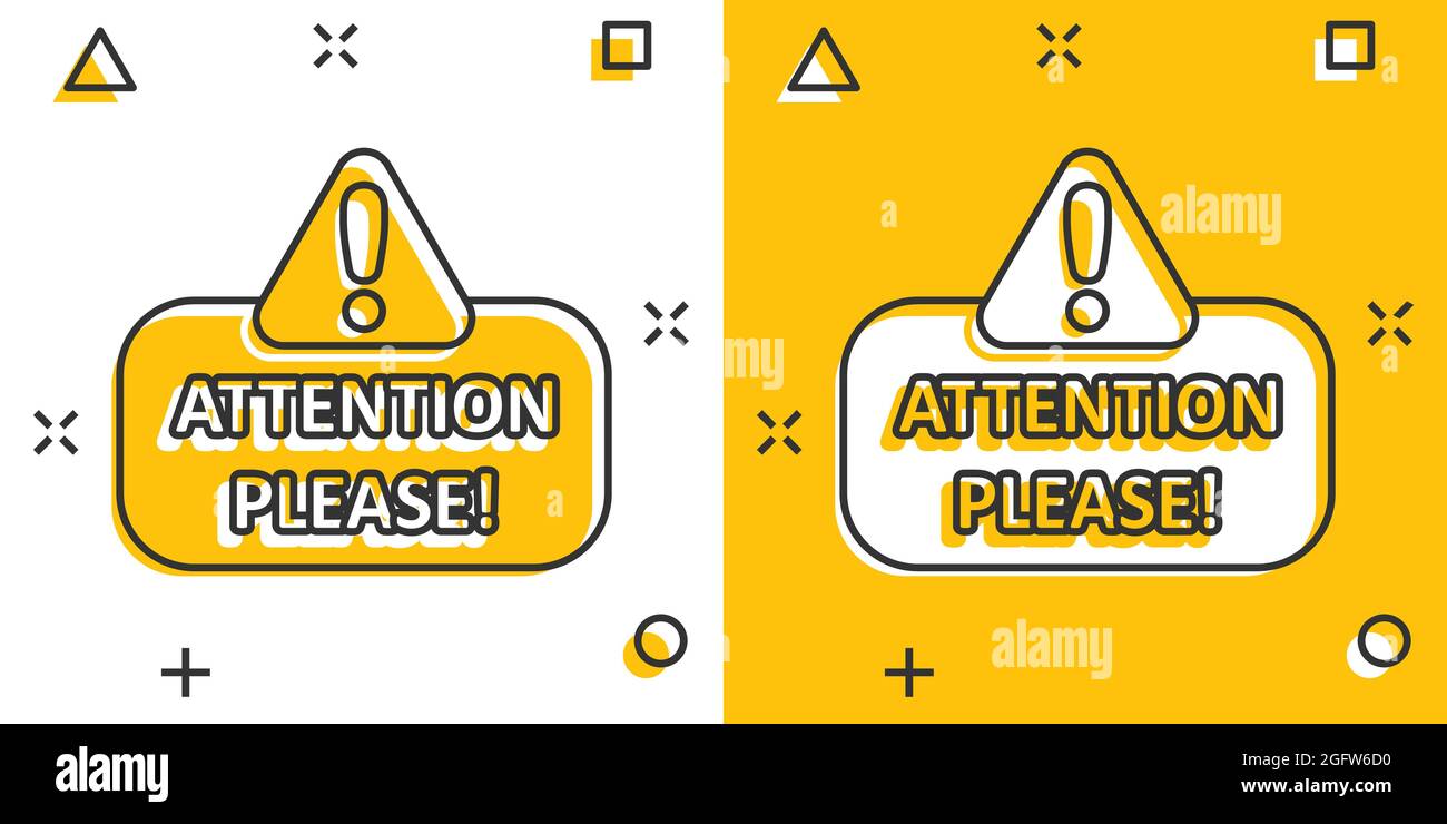 Achtung Bitte melden Symbol im Comic-stil. Information Warnung vektor ...