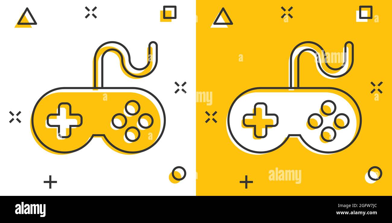 Joystick zeichen Symbol im Comic-stil. Gamepad vektor Cartoon ...