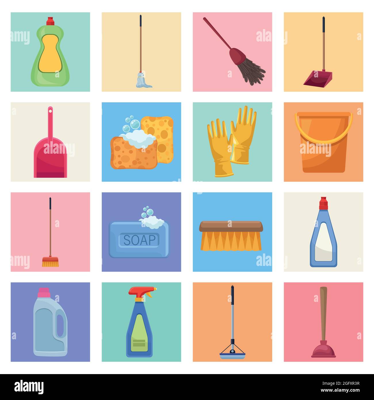 Der Haushalt erledigt 16 Symbole Stock-Vektorgrafik - Alamy