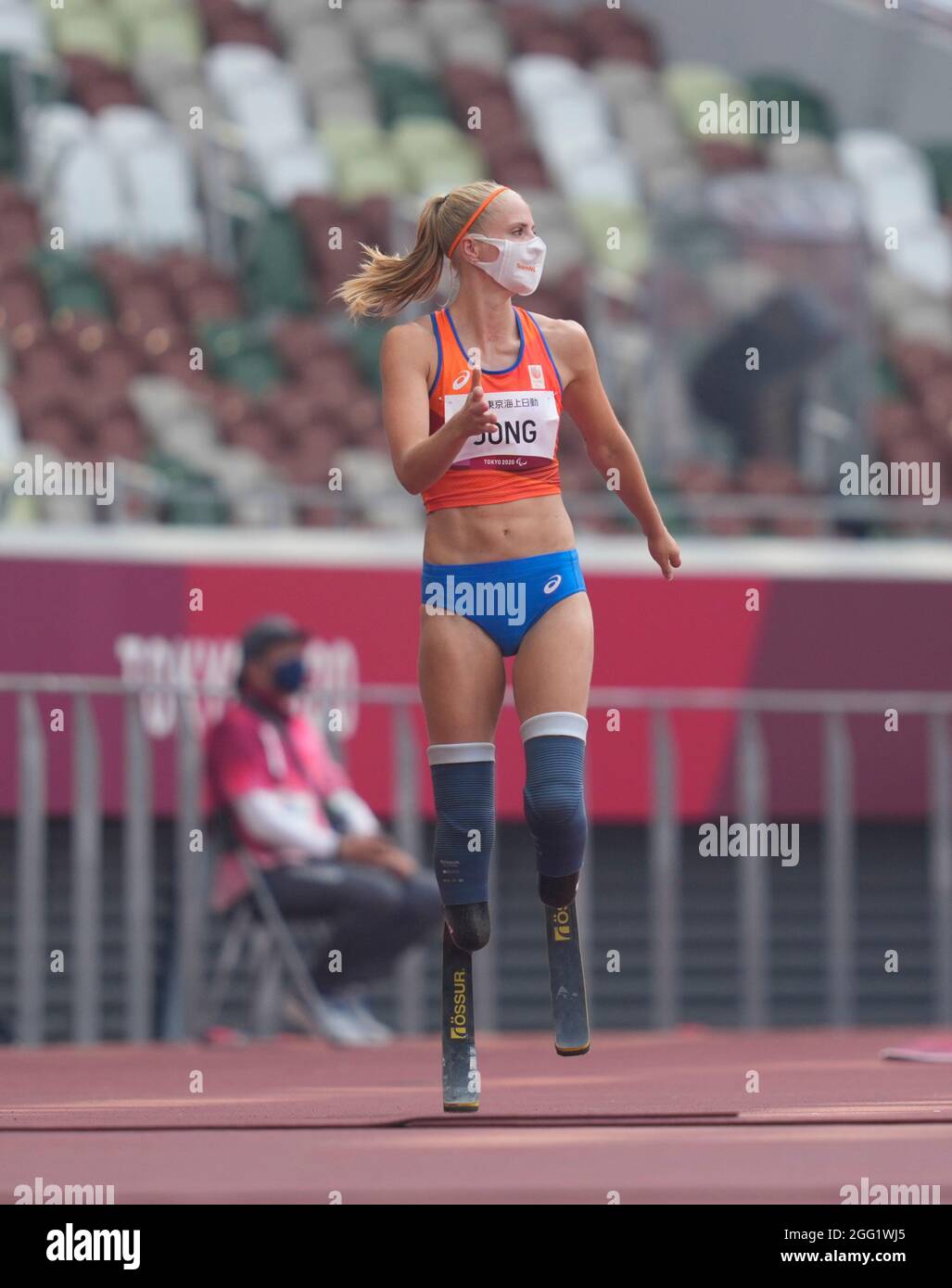 28. August 2021: Fleur Jong aus dem Niederländischen beim Weitsprung während der Leichtathletik ...