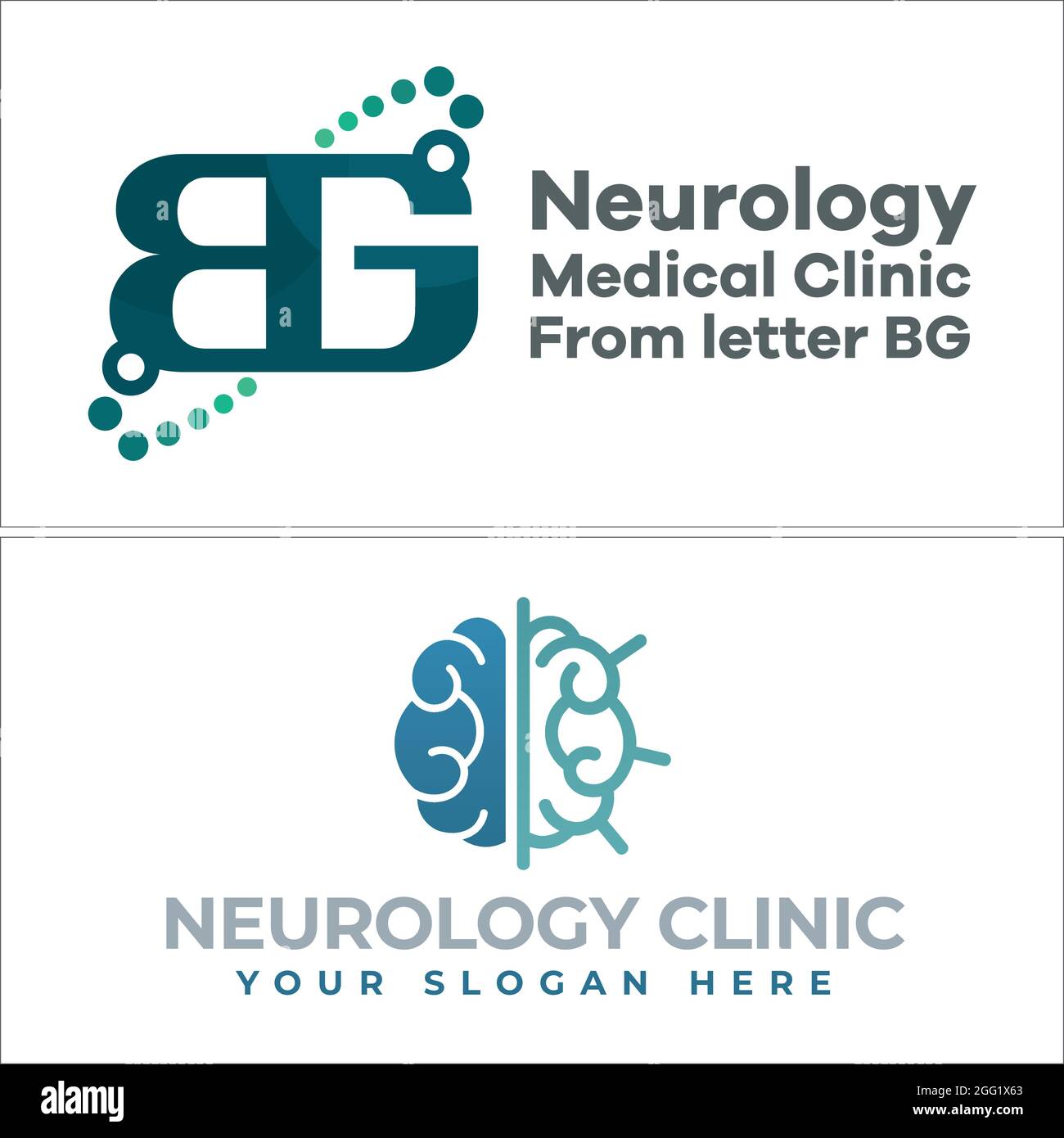 Neurology-Logo mit dem Buchstaben BG und dem Symbol für Hirnvektoren ...