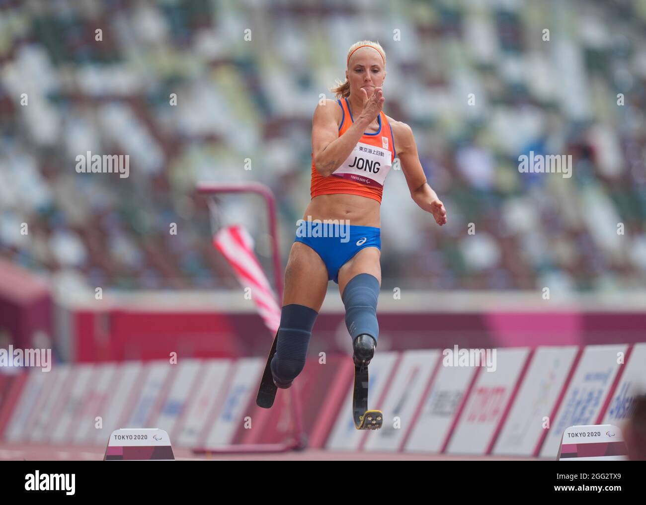 28. August 2021: Fleur Jong aus den Niederlanden gewinnt und bricht im Weitsprung den Weltrekord ...