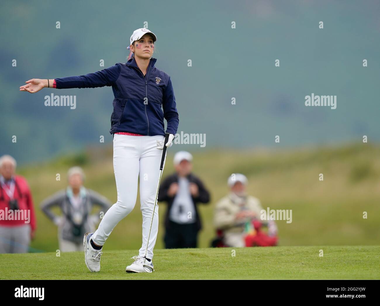 Rachel Heck vom Team USA reagiert. Zu einem Schuß auf dem 2021. Fairway ...