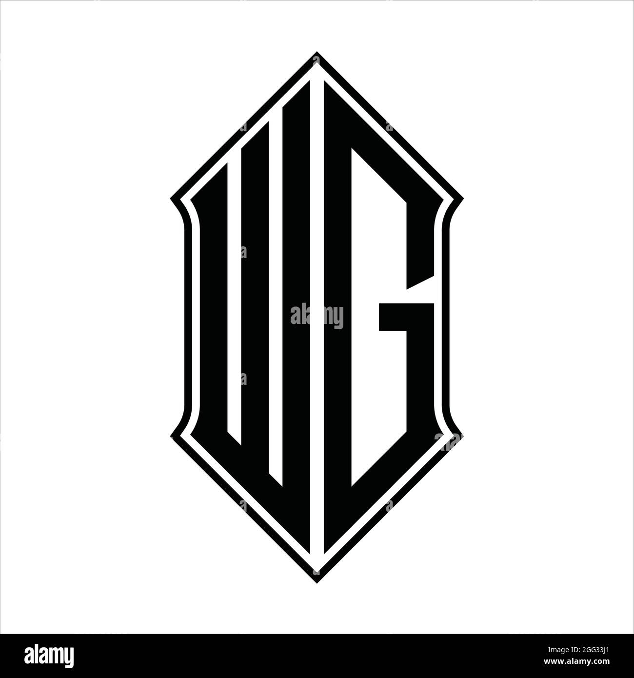 WG Logo Monogramm mit shieldshape und schwarzen Umriss Design Vorlage ...