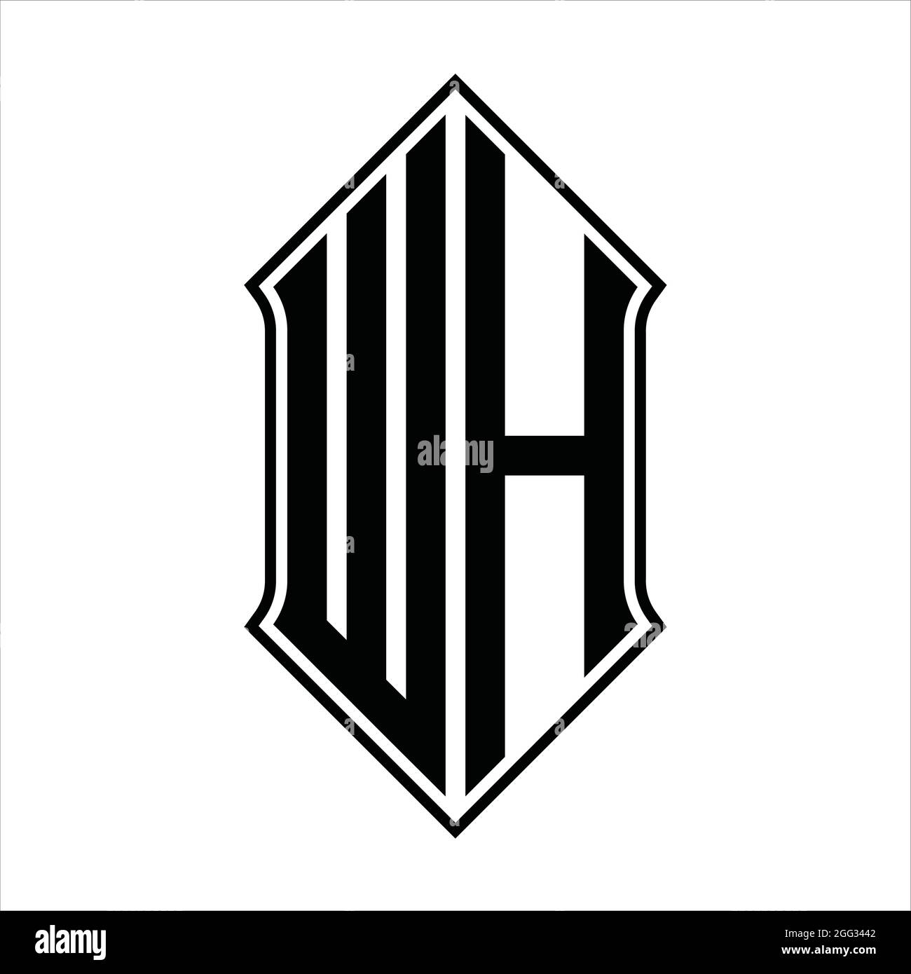 WH Logo Monogramm mit shieldshape und schwarze Umriss Design Vorlage ...