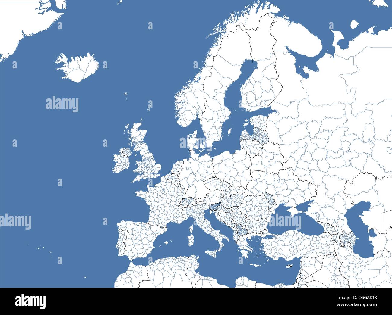 Karte von Europa in Staaten und Provinzen unterteilt. Politische ...