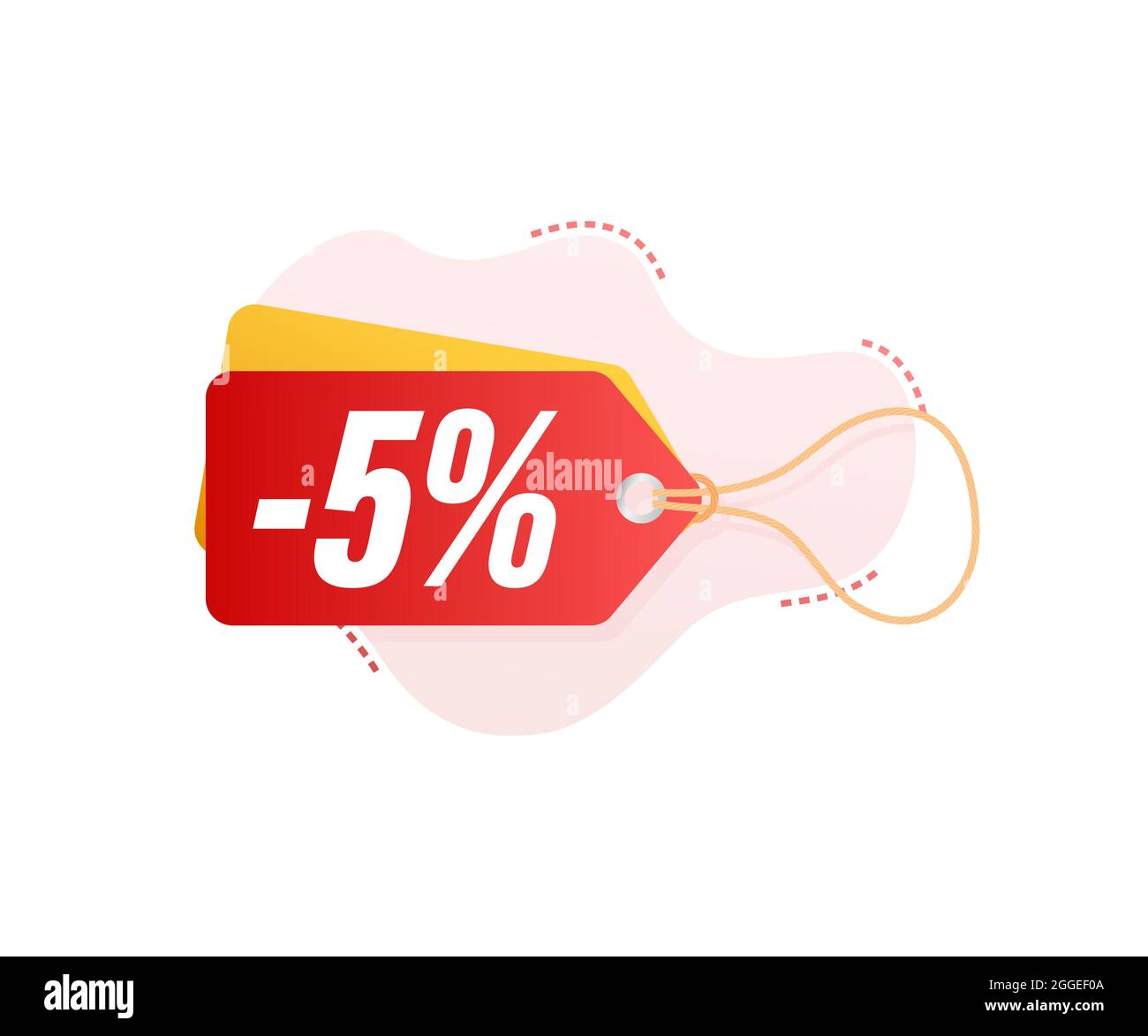 5 % RABATT auf den Sale Discount Tag. Preisschild des Rabattangebots ...