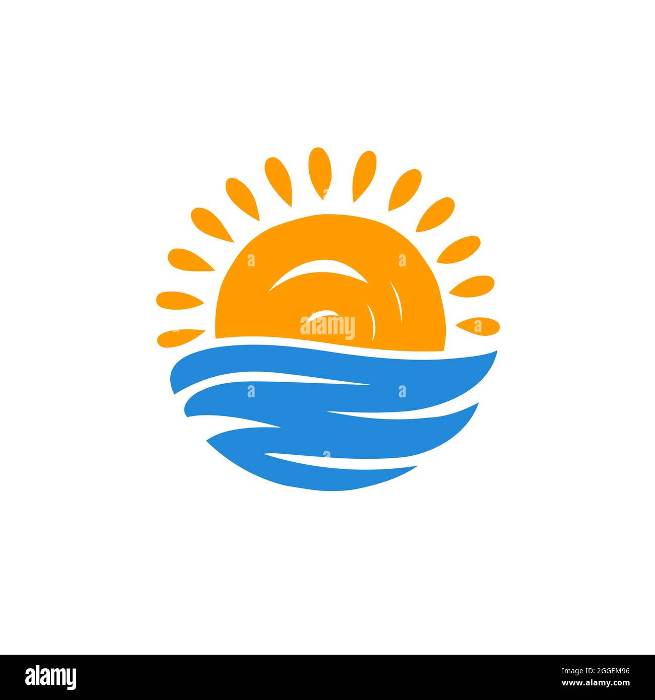 Sonne und Meer Symbol. Strandurlaub, Reise Symbol Vektor Illustration ...
