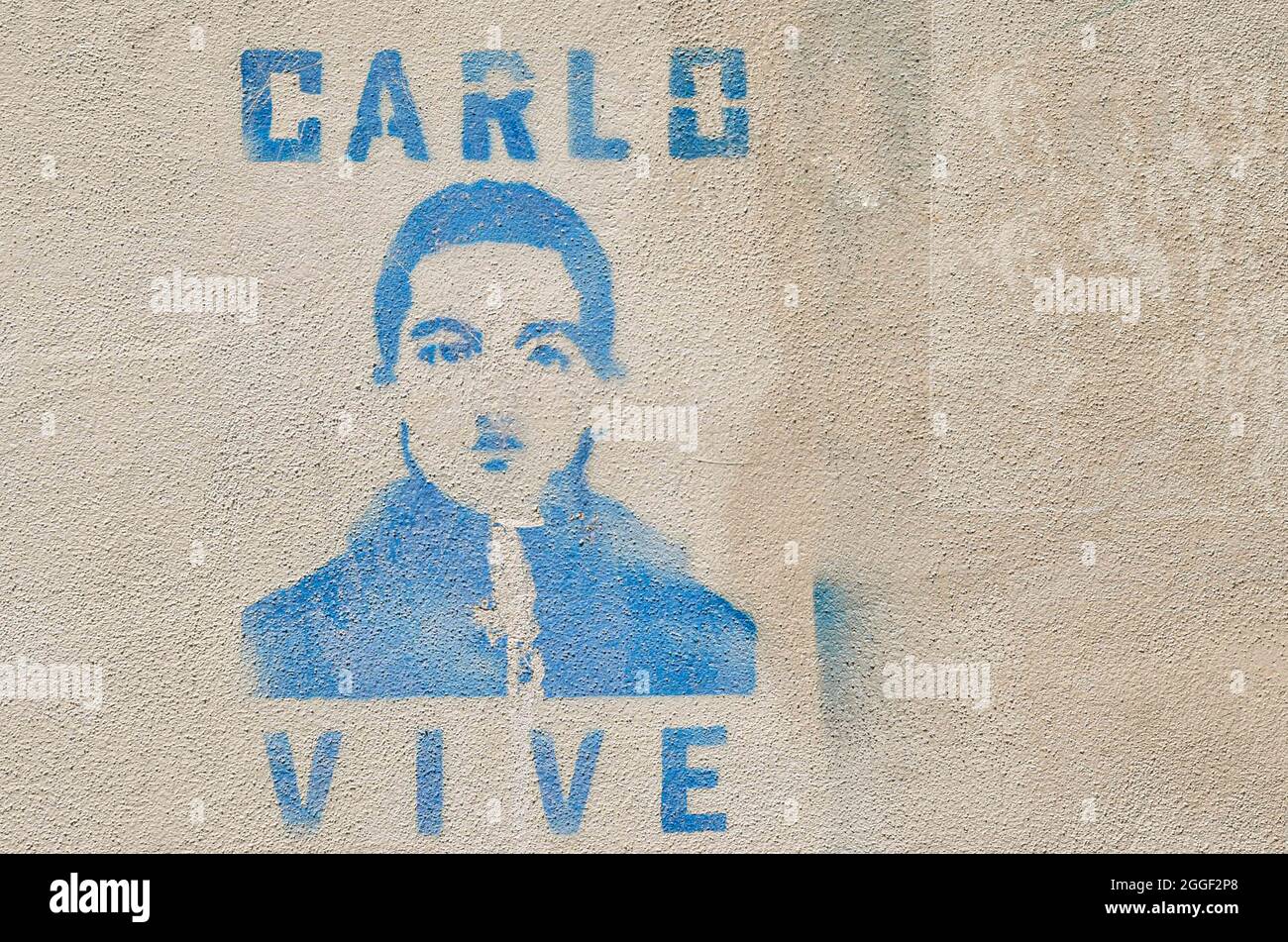 Stencil Street Art mit dem Porträt von Carlo Giuliani, getötet während ...