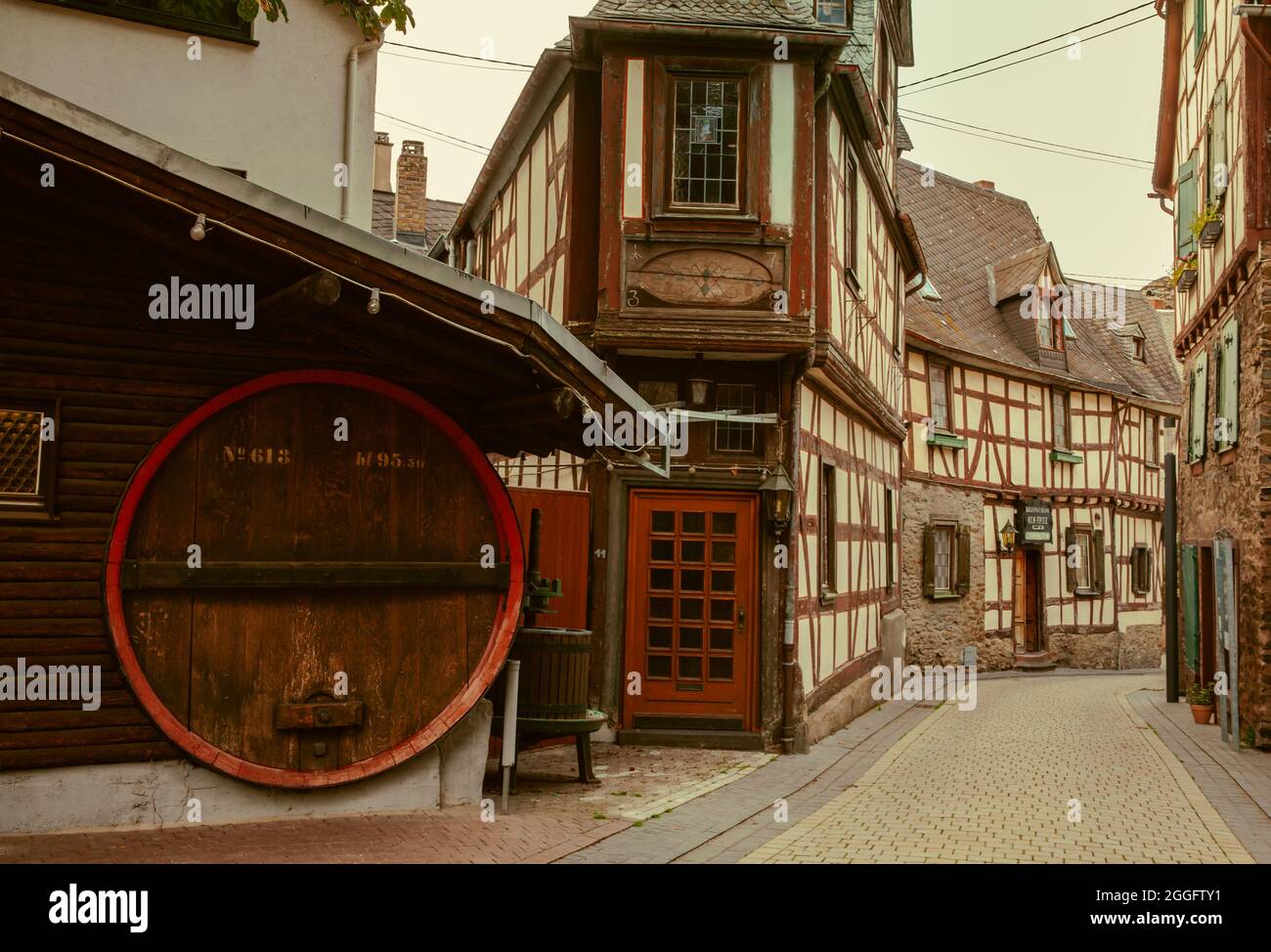 Braubach, Deutschland August 2021: Detailansicht der Stadt Braubach mit ...