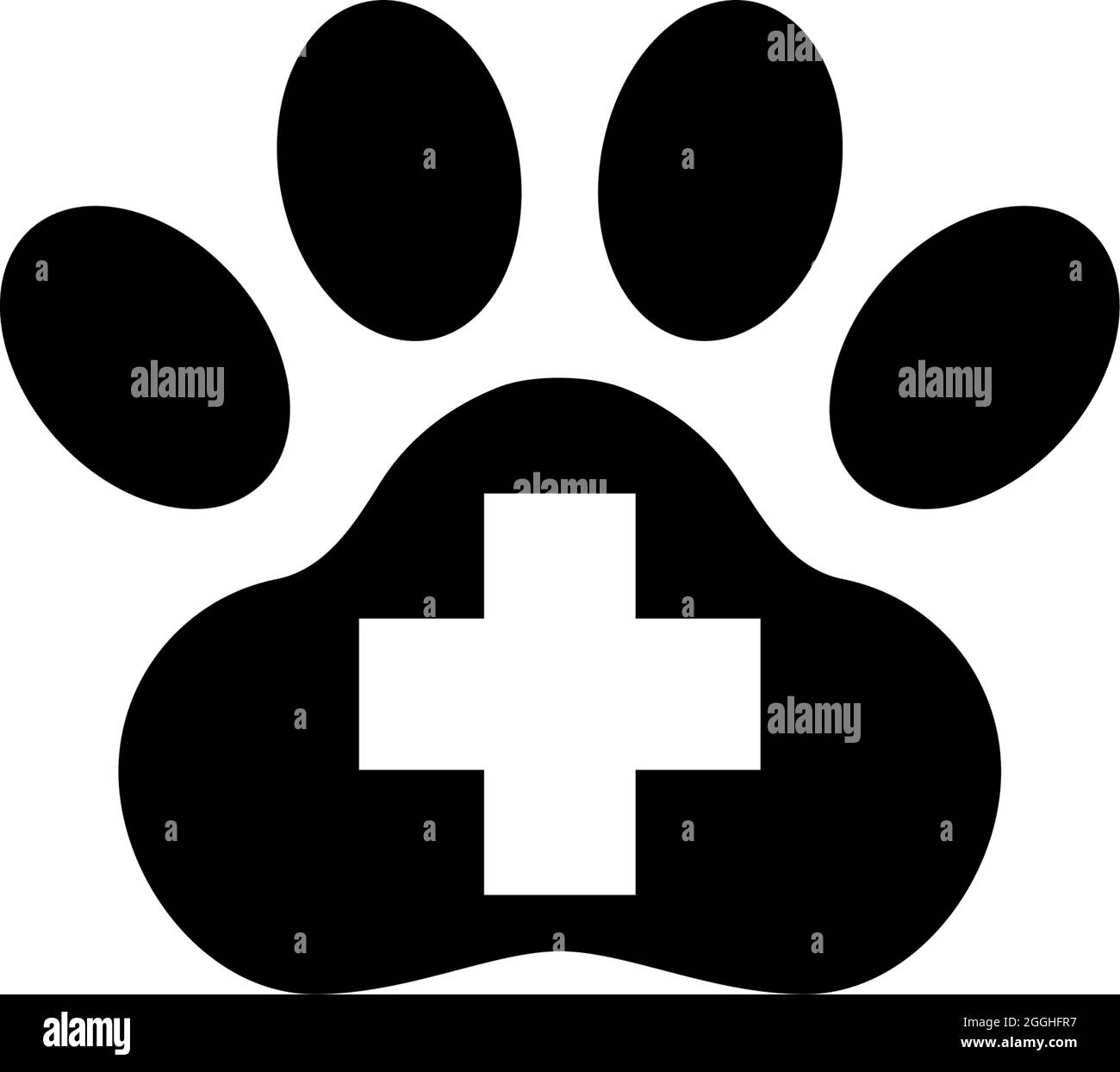 Pfote Erste Hilfe Kreuz, Veterinärklinik. Abbildung des Symbols für ... Pfote Erste Hilfe Kreuz, Veterinärklinik. Abbildung des Symbols für ...
