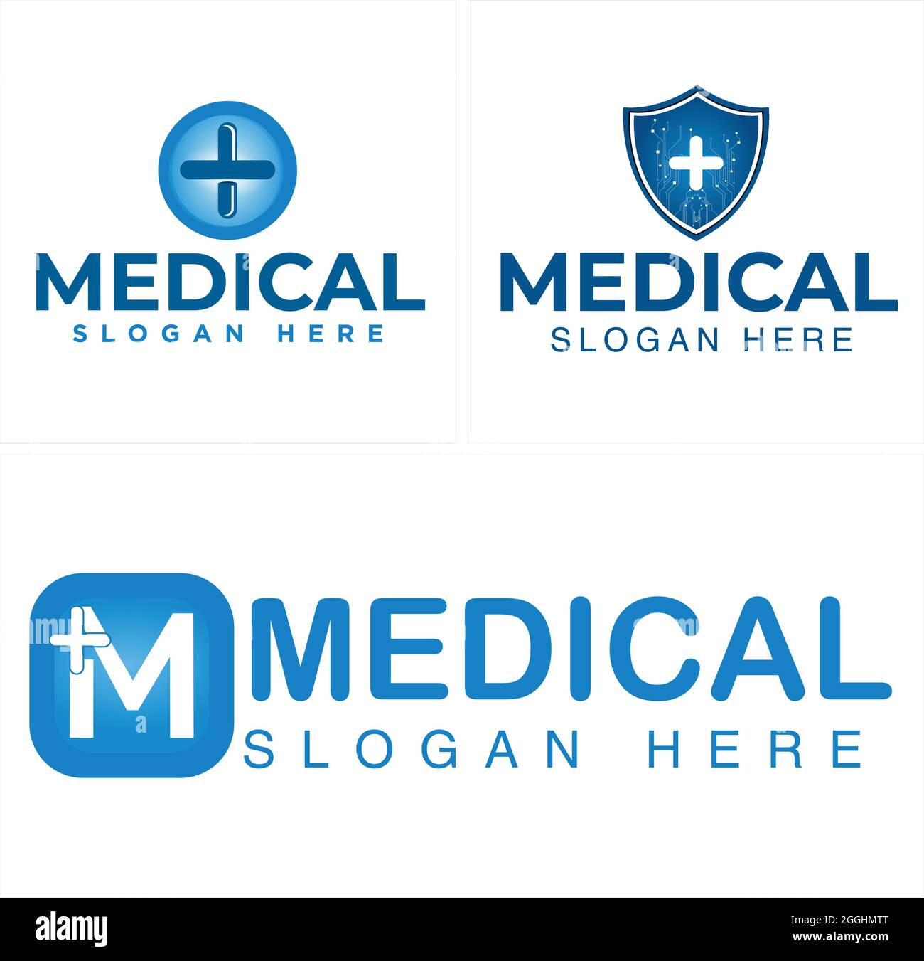 Schild für die medizinische Versorgung Logo-Design Stock-Vektorgrafik ...