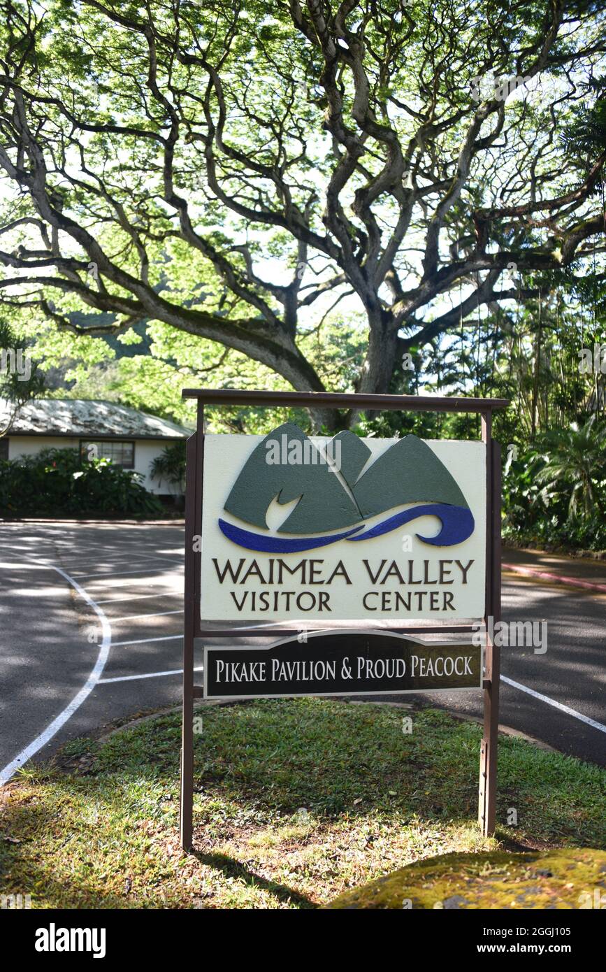 Oahu, HI USA 6/4&7/2021. Waimea Valley Visitors Center. Waimea Valley ...