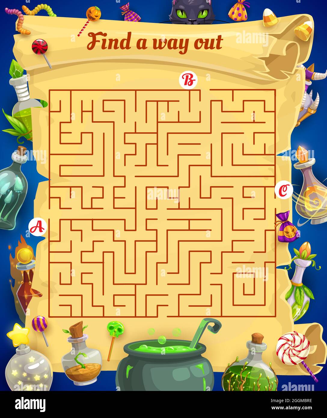 Kinder Labyrinth Labyrinth mit Halloween Leckereien und Zaubertränke ...
