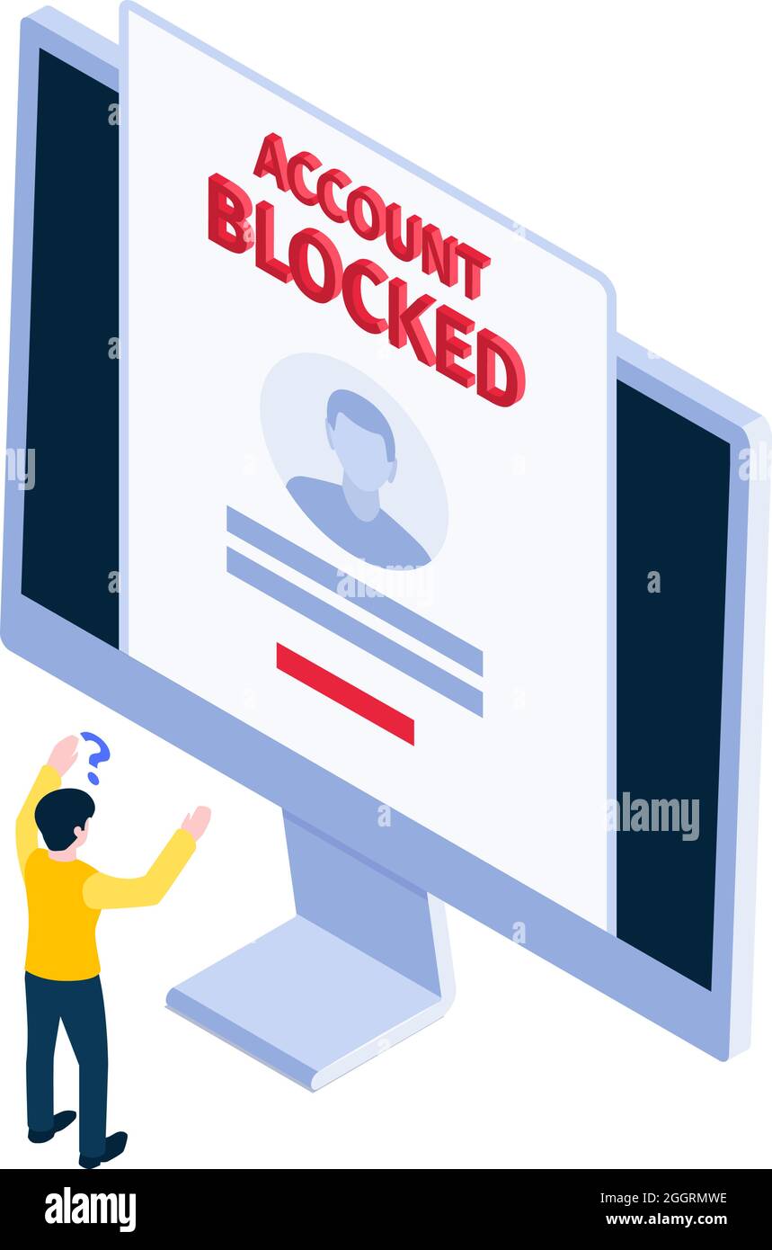 Internet-Blocking-Symbol mit Charakter und Benachrichtigung über sein ...