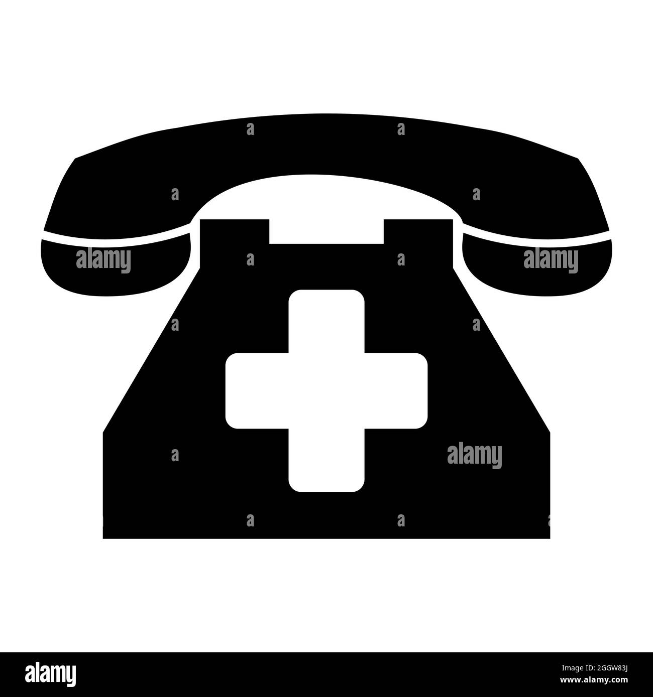 Einfache bearbeitbare schwarze Vektor Notfall, Hilfe, Telefon-Symbol ...