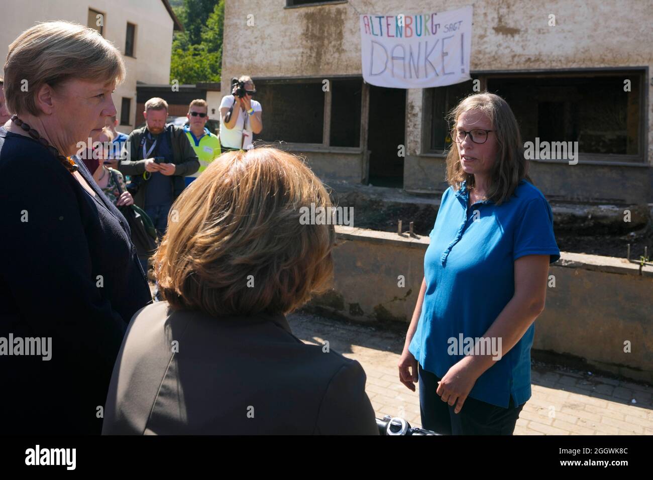 Altenahr, Deutschland. September 2021. Bundeskanzlerin Angela Merkel ...