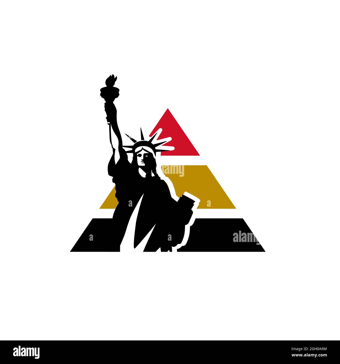 Kombination von West-Ost-Kultur Piramid Symbol mit Freiheit Statue Logo ...