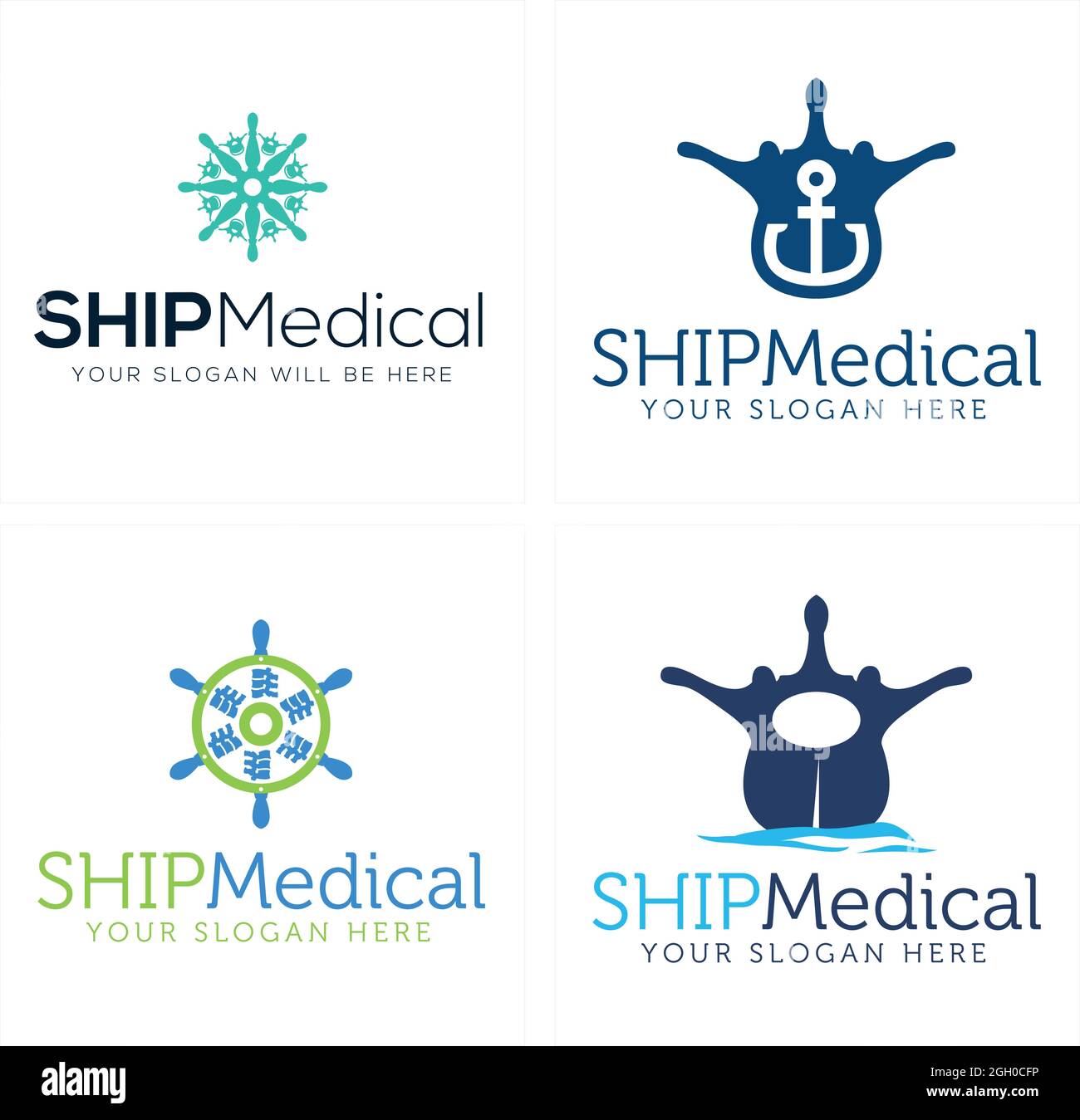 Medizinisches Schiff marine nautische Meer Logo Design Stock ...