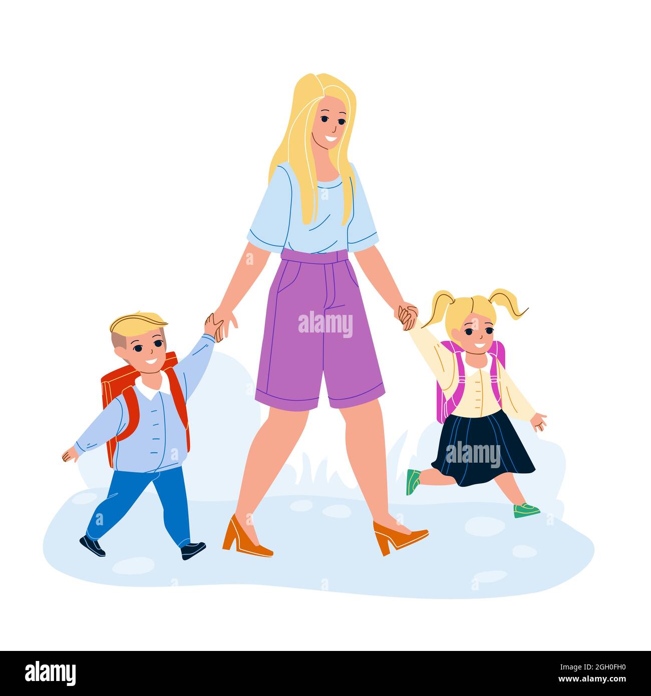 Mutter und schulmädchen Stock-Vektorgrafiken kaufen - Alamy