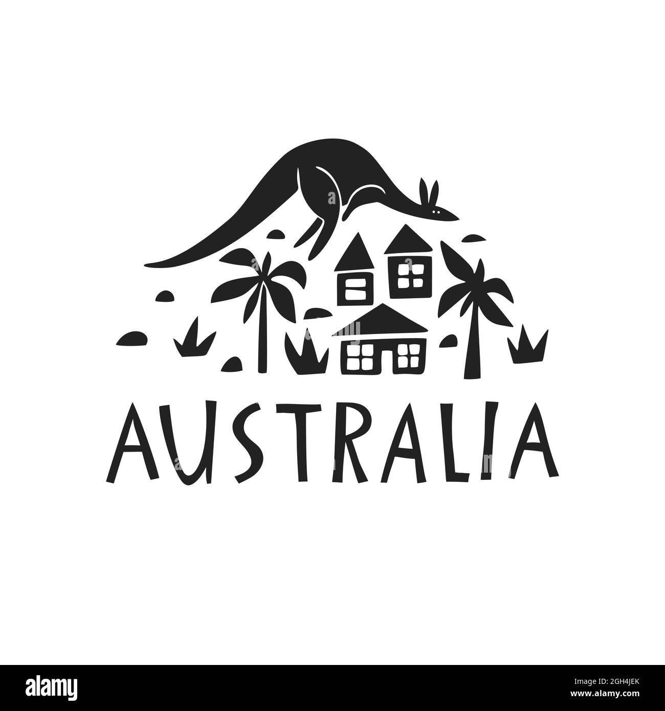 Vektor Hand gezeichnet stilisierte Karte von Australien ...