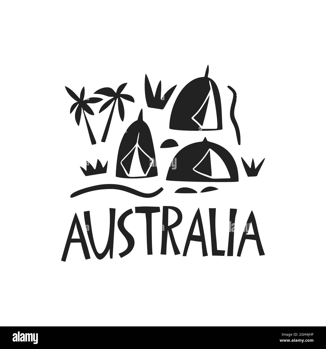 Vektor Hand gezeichnet stilisierte Karte von Australien ...