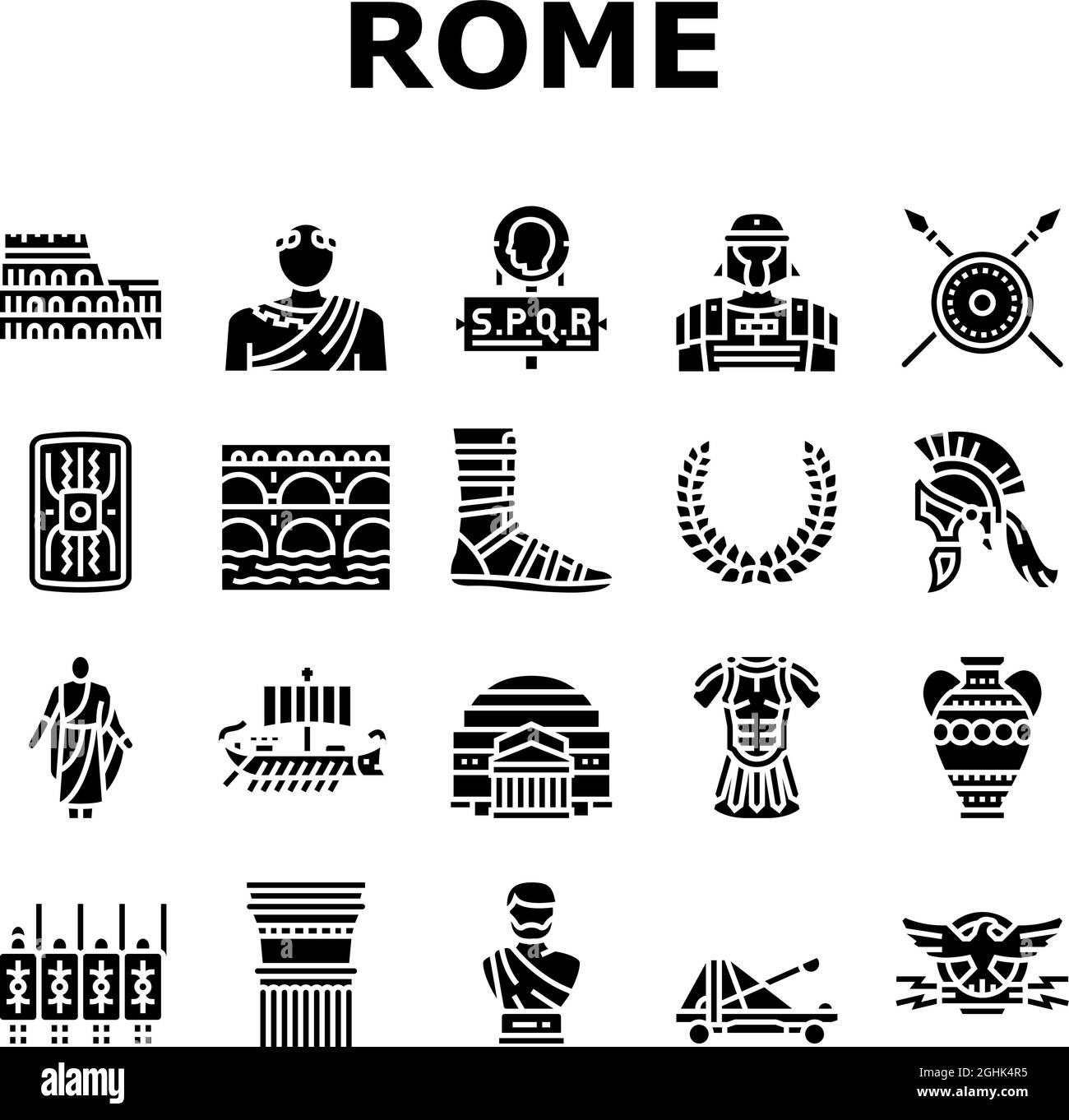 Antikes Rom Antikes Geschichtssymbole Set Vector Stock-Vektorgrafik - Alamy