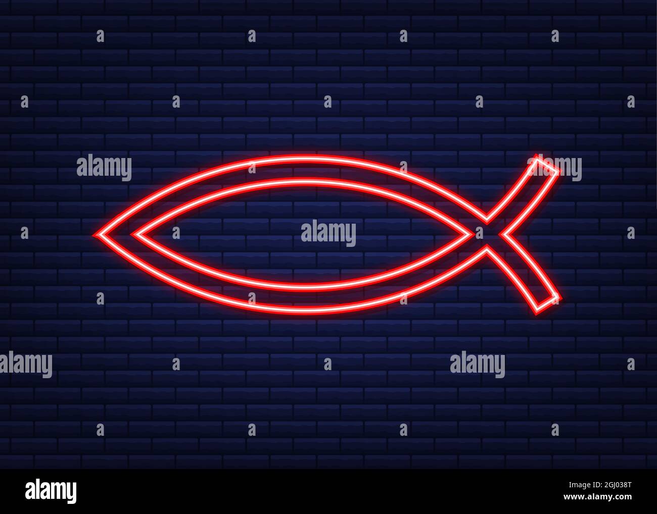 Christliches Symbol Ichthys, Jesus Fisch. Neonsymbol. Vektorgrafik ...