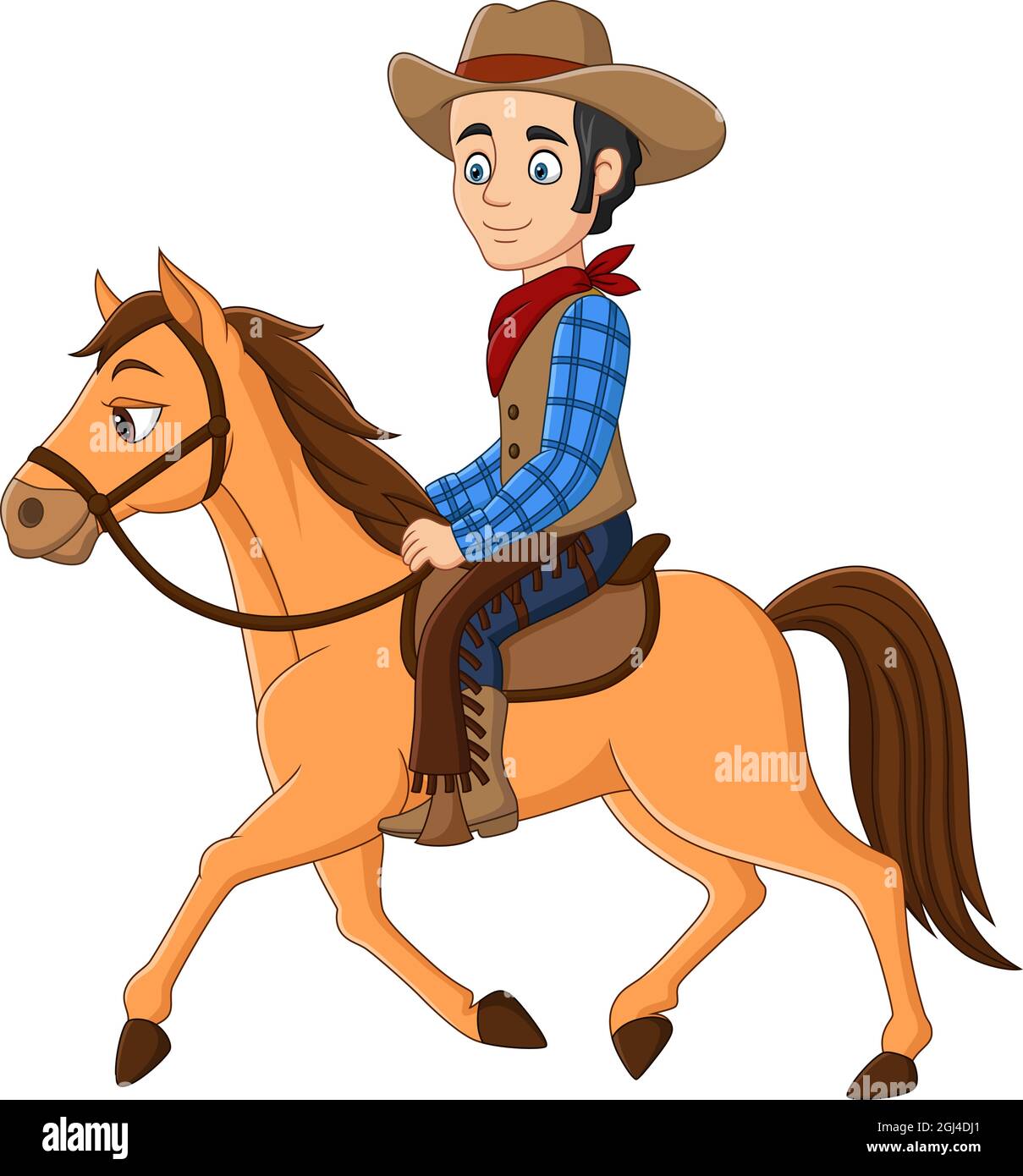 Cartoon Cowboy Reiten auf einem Pferd Stock-Vektorgrafik - Alamy