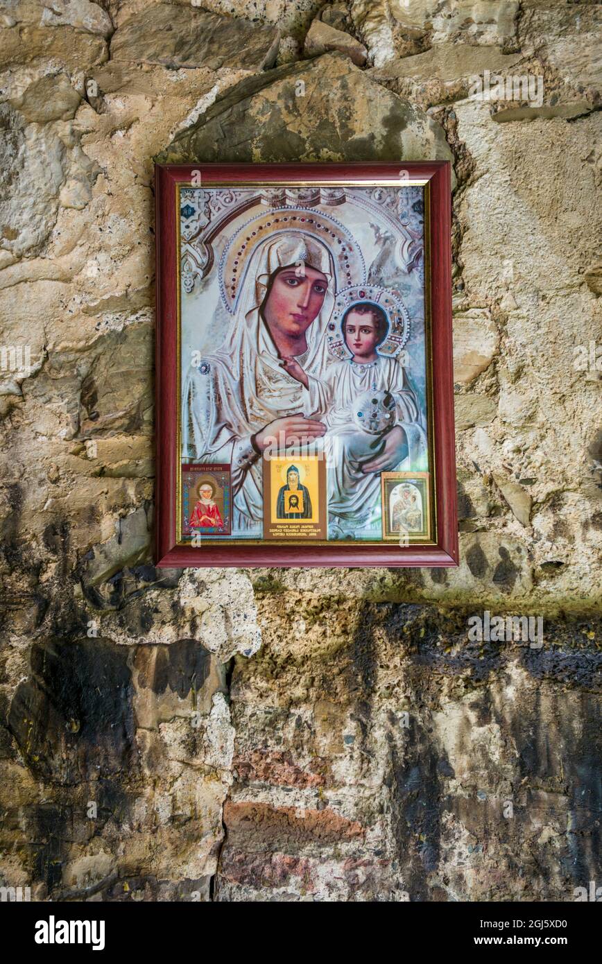 Georgien, Kacheti, Nekresi. Kloster Nekresi, Ikone mit der Jungfrau ...