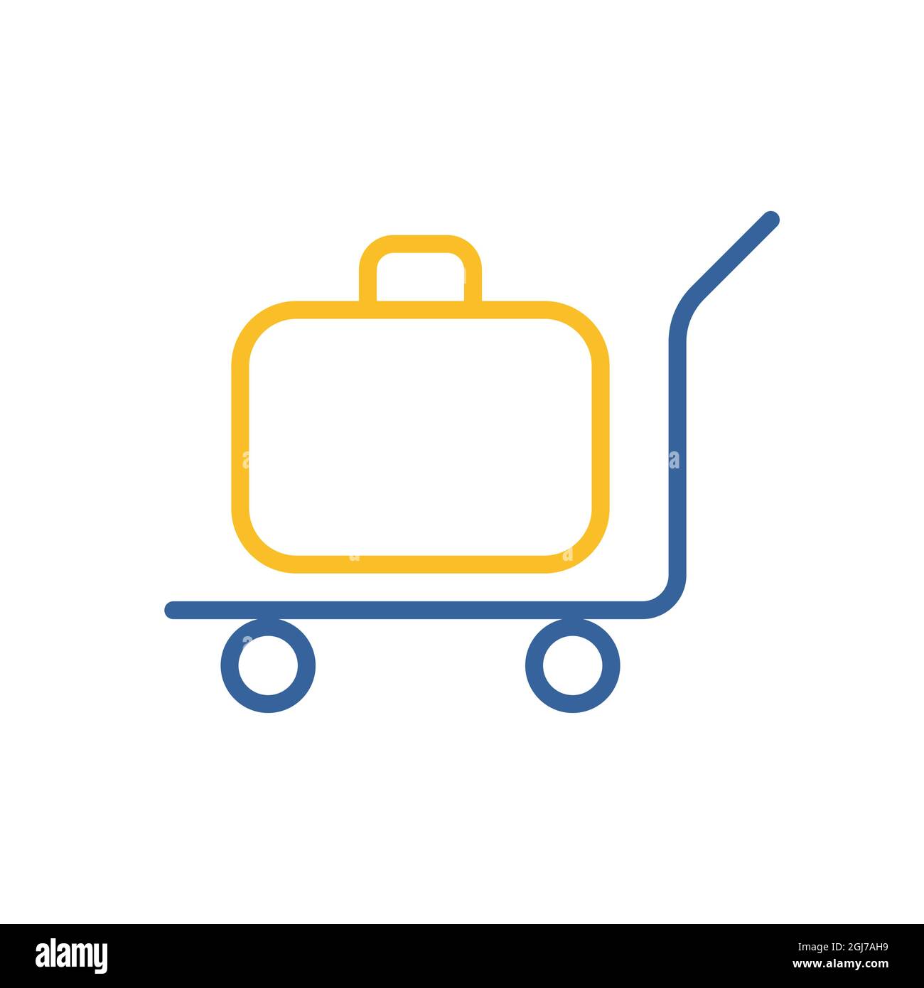 Gepäck, Gepäck, Koffer auf Trolley Flat Vektor-Symbol. Hotelschild ...