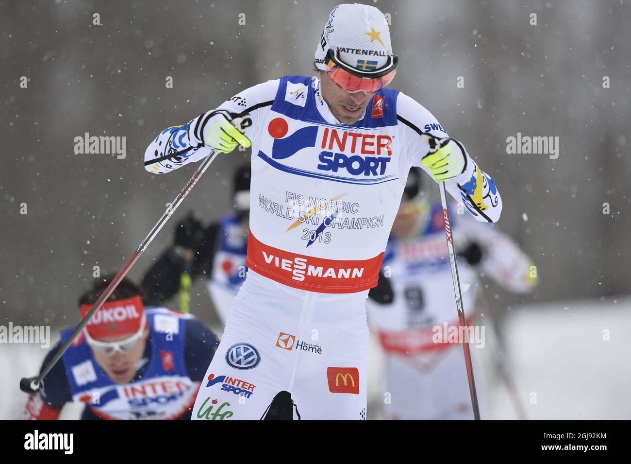 Der Schwede Johan Olsson tritt am 1. März 2015 beim 50 km langen ...