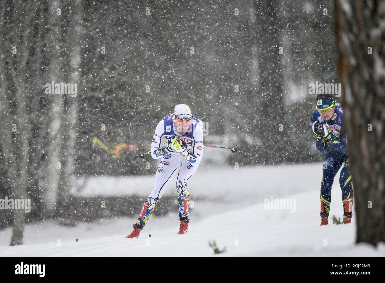 Der Schwede Johan Olsson tritt am 1. März 2015 beim 50 km langen ...