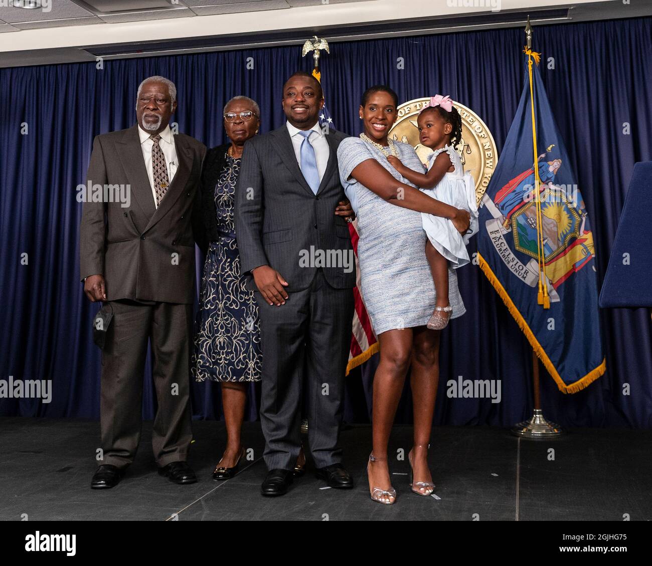 New York, Usa. September 2021. Brian Benjamin, seine Eltern und seine ...
